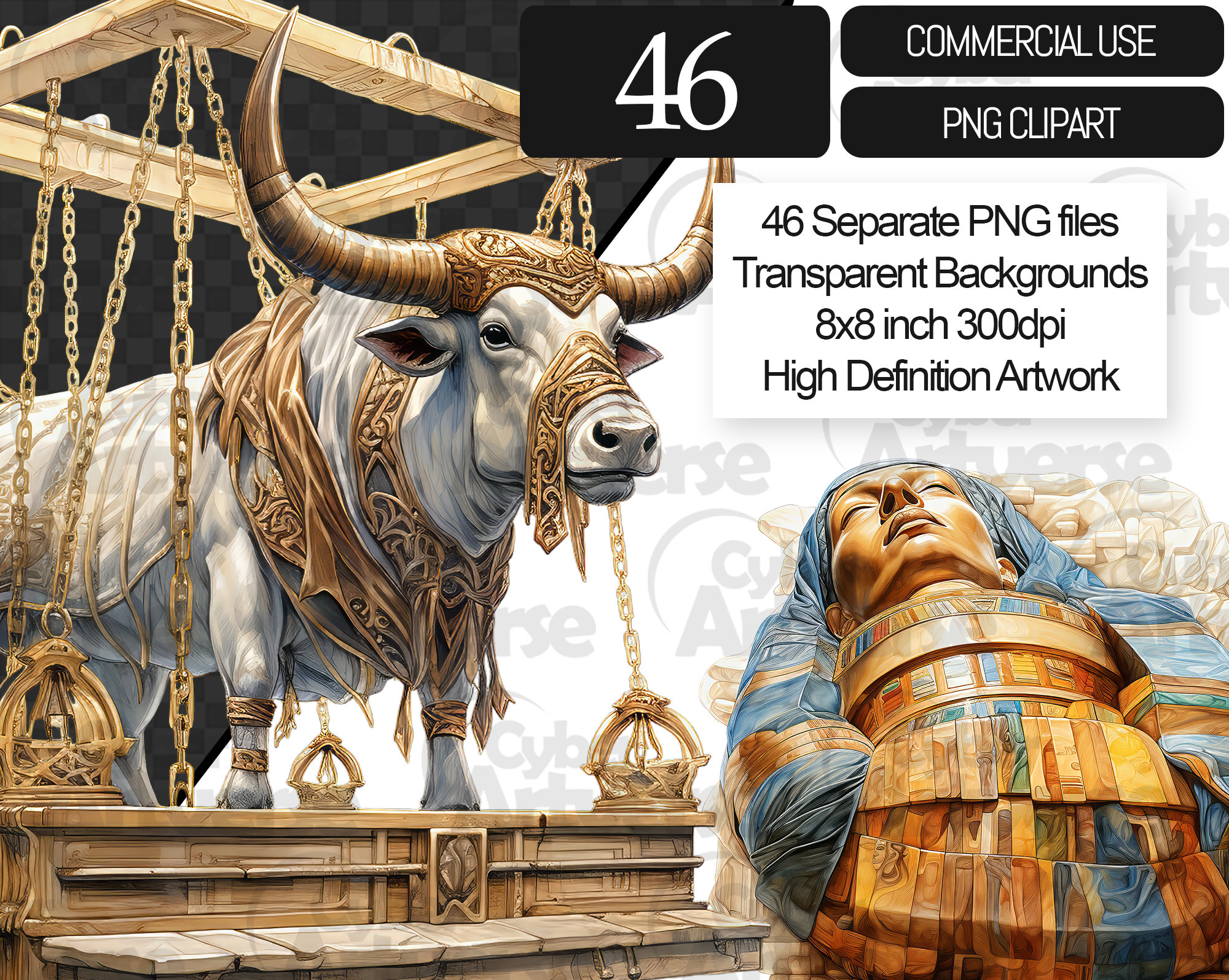 PNG BUNDLE Ancient Egypt Rituals Watercolor Clipart Set Mummification ...