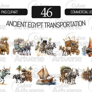 BIG BUNDLE Ancient Egyptian Transportation Watercolor Clipart Set ...