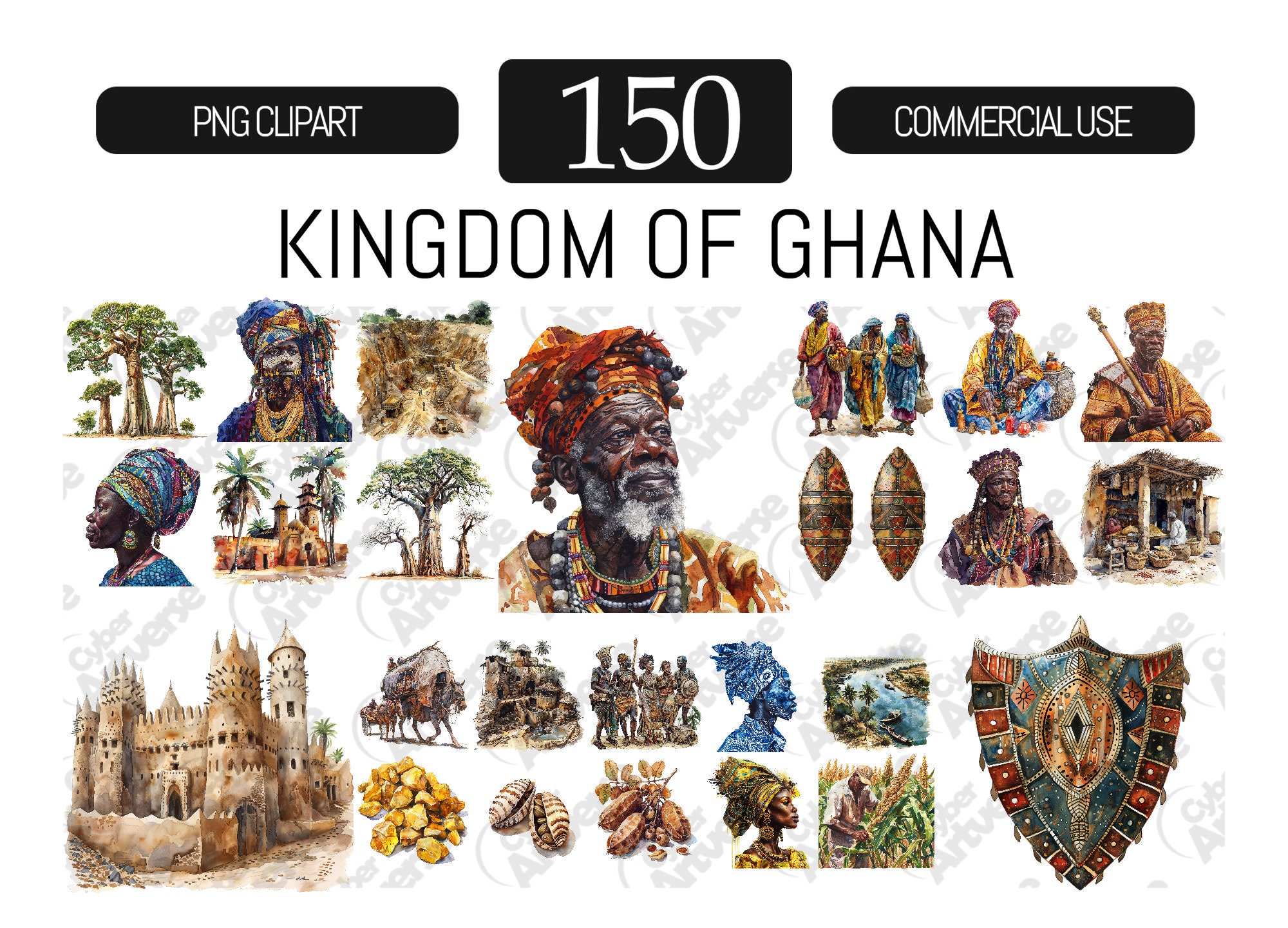MEGA BUNDLE Ghana Empire Clipart Set - West Africa, Gold Trade ...