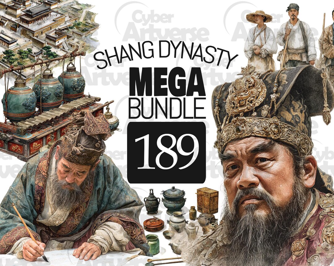 MEGA BUNDLE Ancient Shang Dynasty Clipart Set - China, Oracle Bones ...
