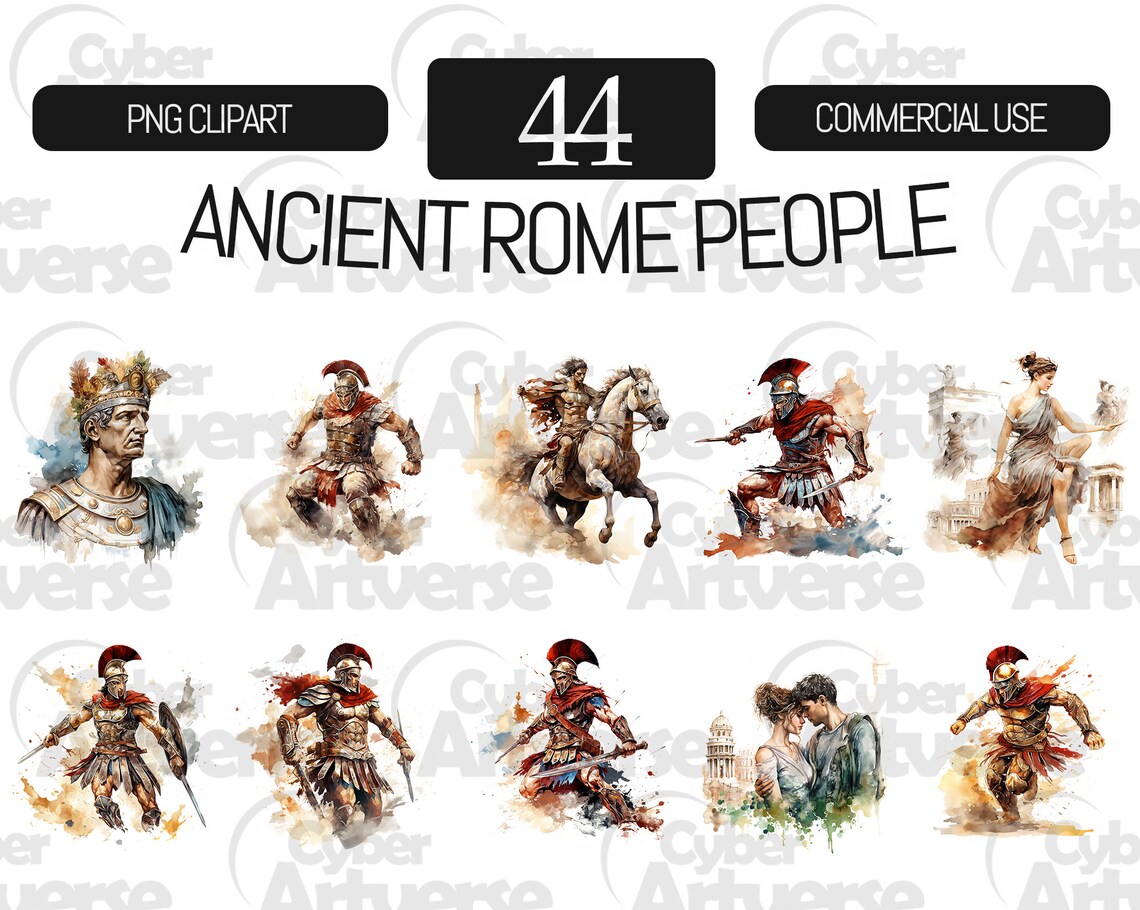 BIG BUNDLE Ancient Roman People Clipart Set Gladiators, Statues, Lovers ...