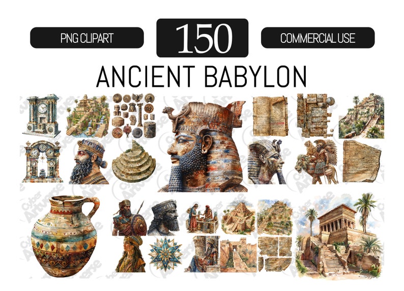 MEGA BUNDLE Ancient Babylon Watercolor Clipart Set Babylonian ...