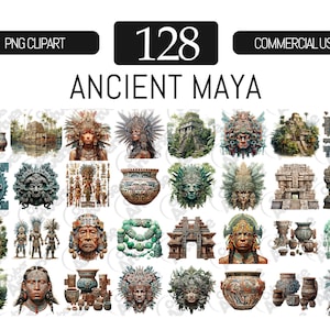 Ancient Maya Watercolor Clipart Set: Mayan Temples, Jungle & Tribes ...