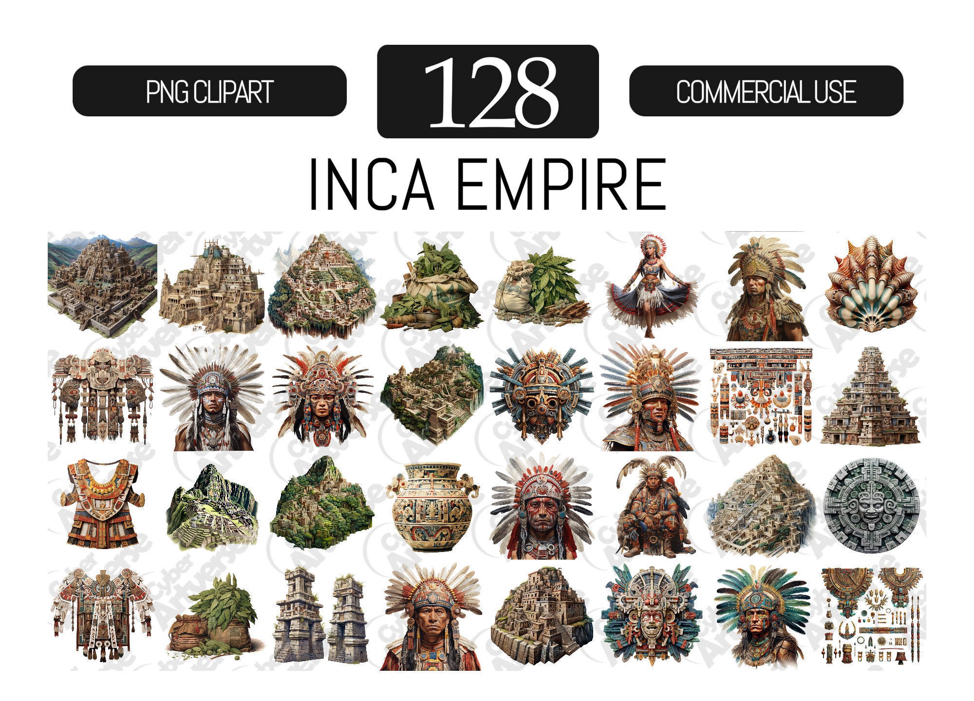 MEGA BUNDLE Inca Empire Watercolor Clipart Set - Incas, Machu Picchu ...