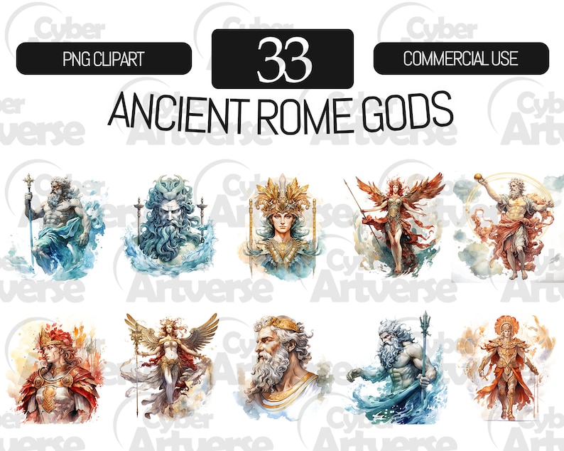 BIG BUNDLE Ancient Roman Gods & Legends Clipart Set Deities and Myths ...