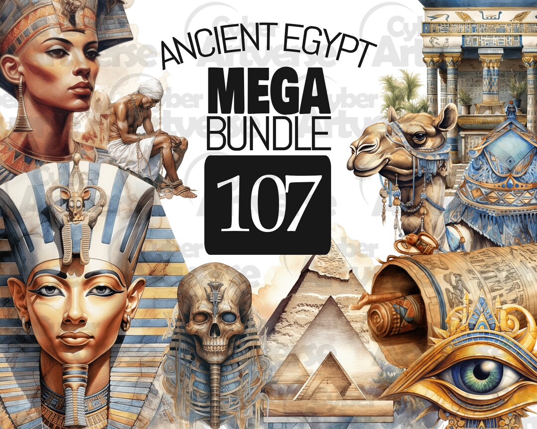 Ancient Egypt Watercolor Clipart Set: Pyramids, Pharaohs (107 PNG Files ...