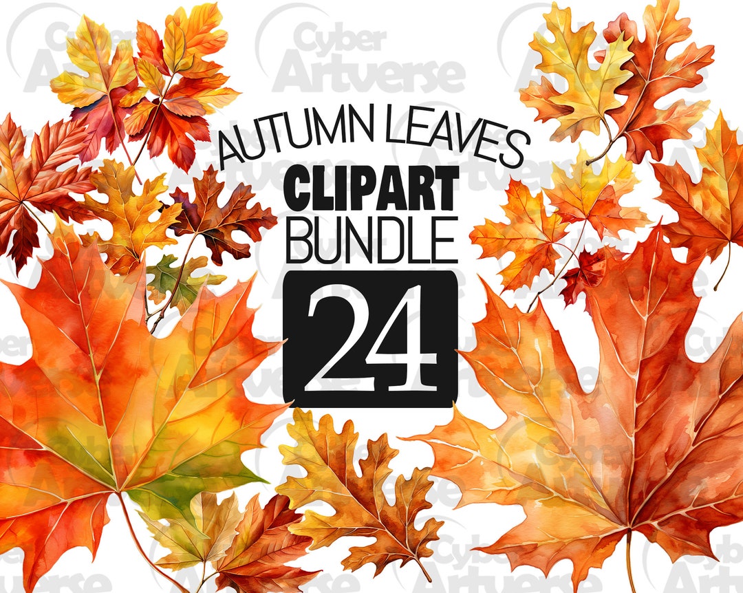 Autumn Leaves Watercolor Clipart Set - Maple, Oak and Chestnut in Fall ...