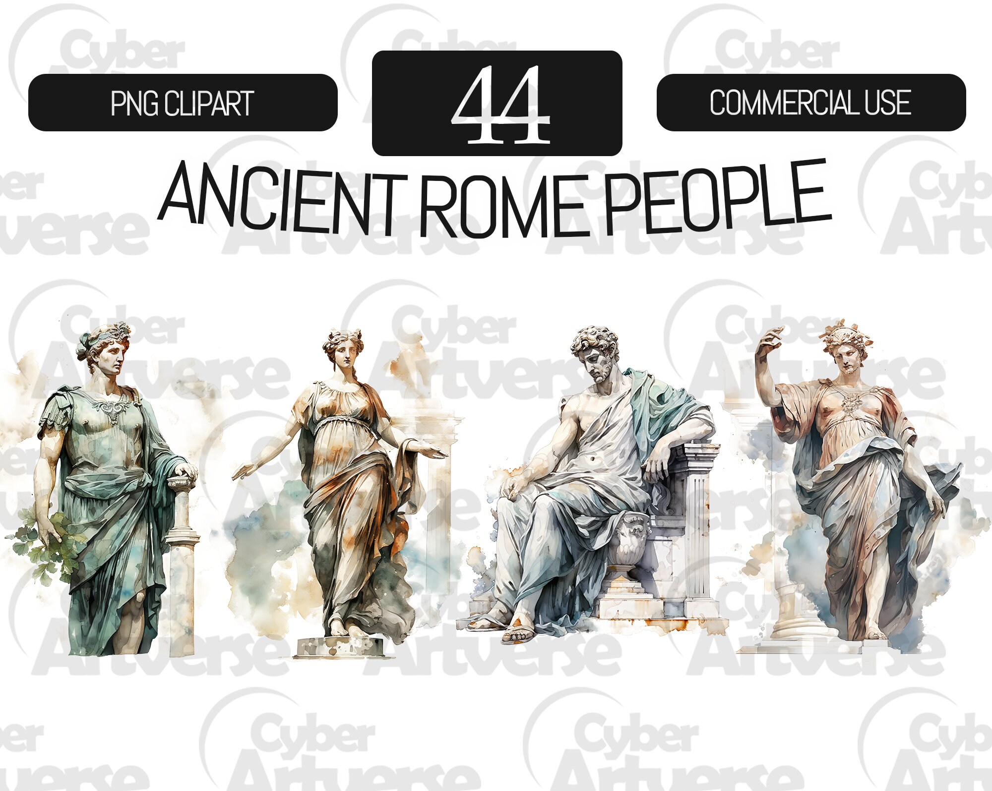 BIG BUNDLE Ancient Roman People Clipart Set Gladiators, Statues, Lovers ...