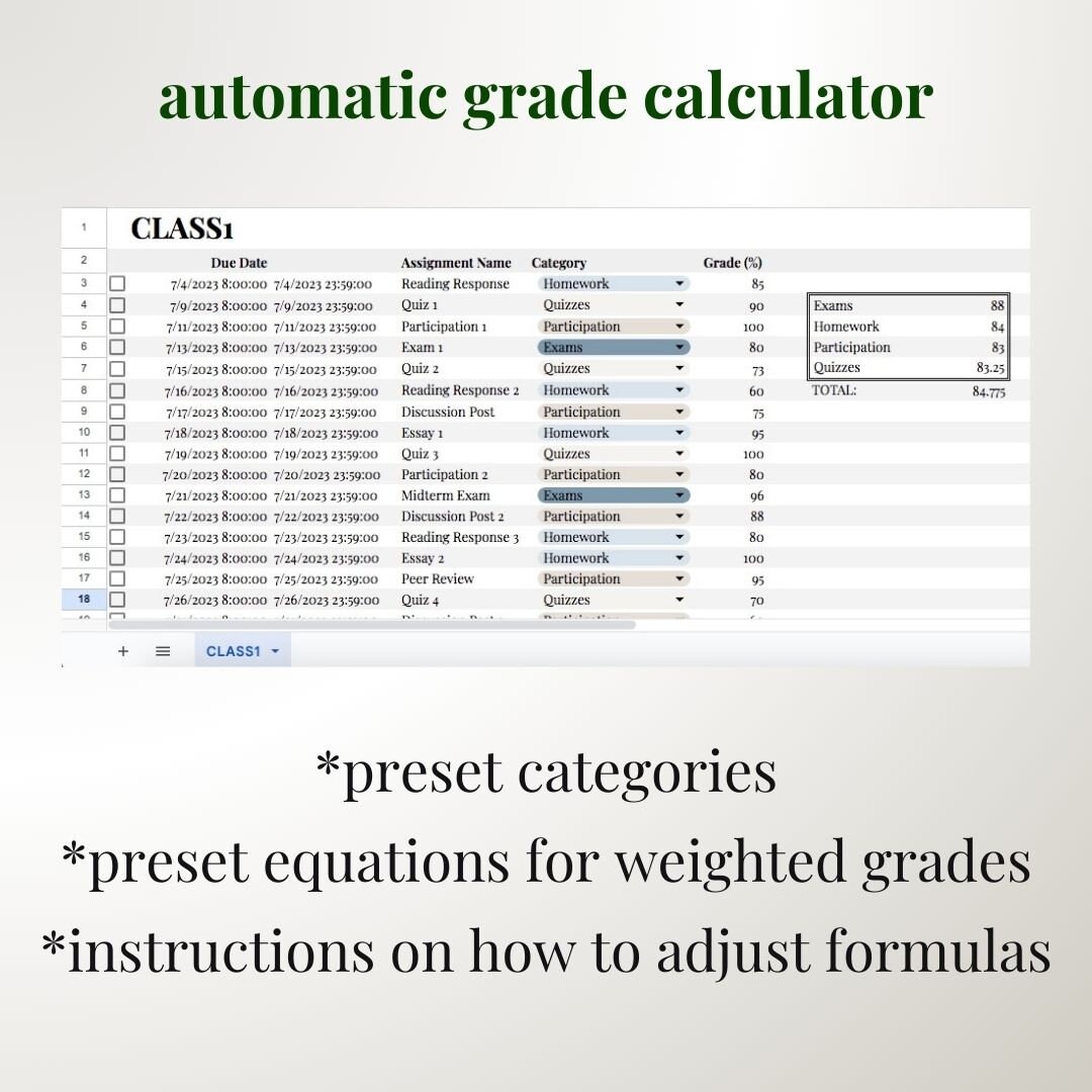 Student Grade Tracker | Weighted Grade Tracker | Ability to Link to ...
