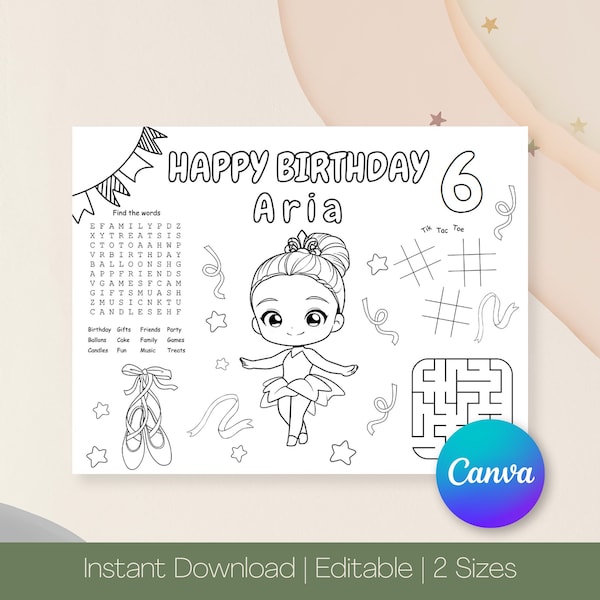 Ballerina Activity Sheet - Etsy