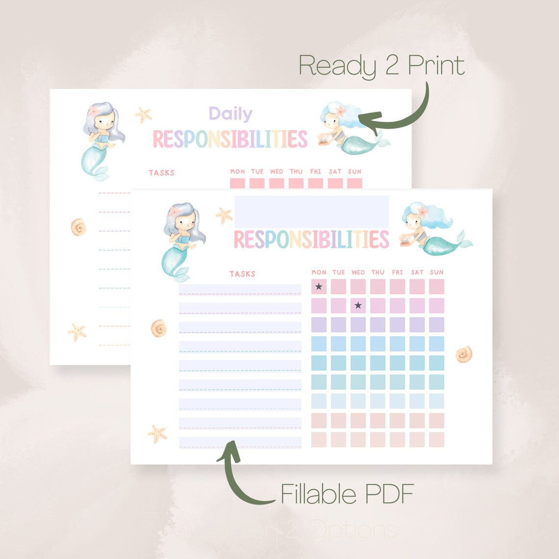 Mermaid Chore Chart Kids Chore Chart Kids Responsibility - Etsy