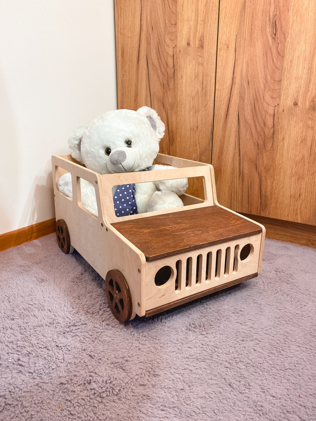 Child Car, Toy Box on Wheels, Box With Wheels, Toy Storage, Montessori ...