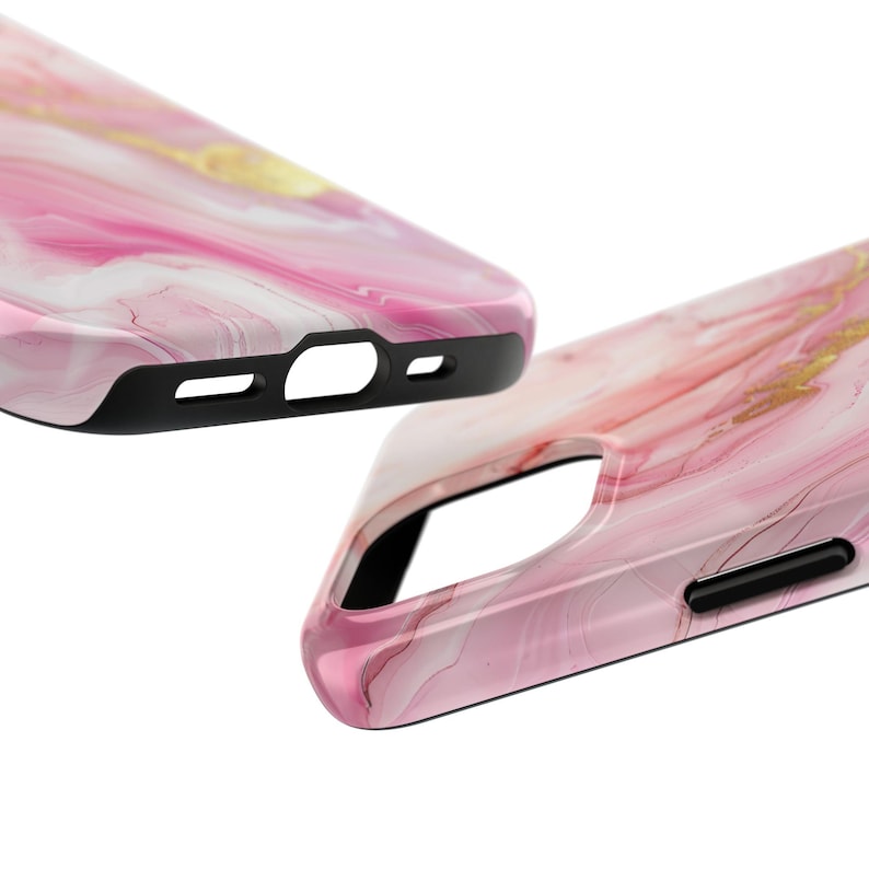 Pink Marble Tough Phone Case – Protective, Wireless Charging Compatible ...