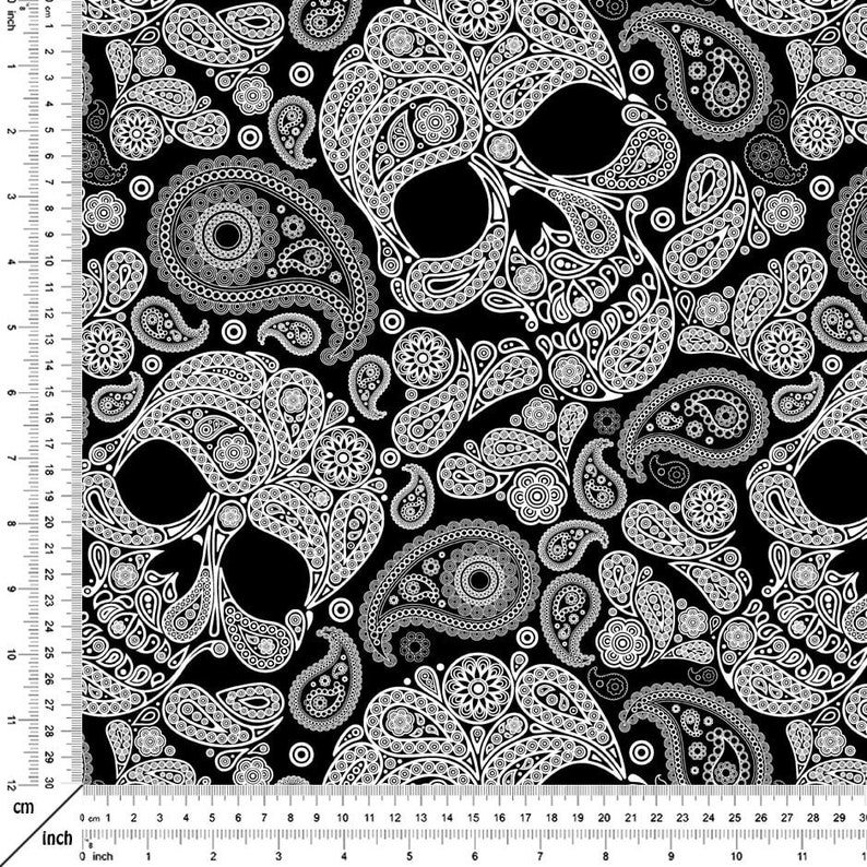 Geometric Pattern Skull Fabric Monochrome Skull Upholstery - Etsy