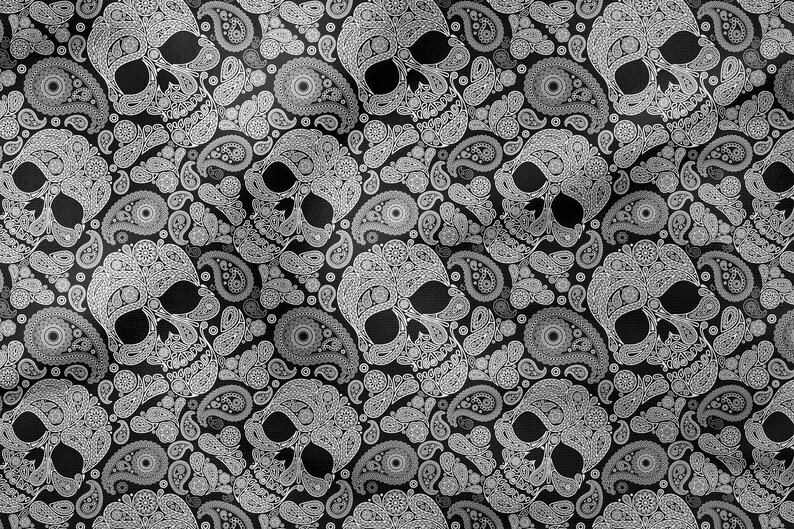 Geometric Pattern Skull Fabric Monochrome Skull Upholstery - Etsy