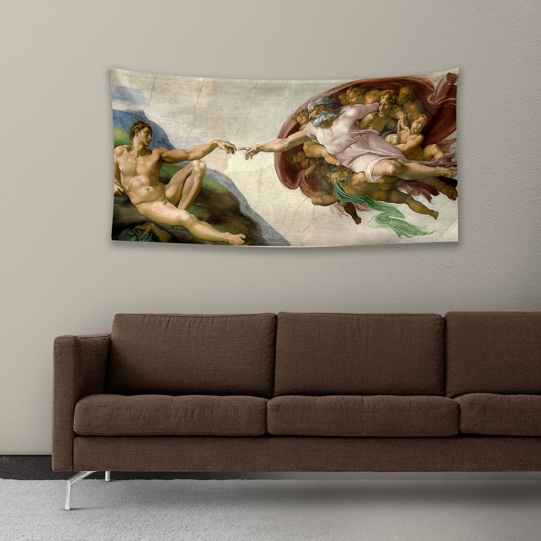 The Creation of Adam Tapestry, Michelangelo Buonarroti Wall Hanging ...