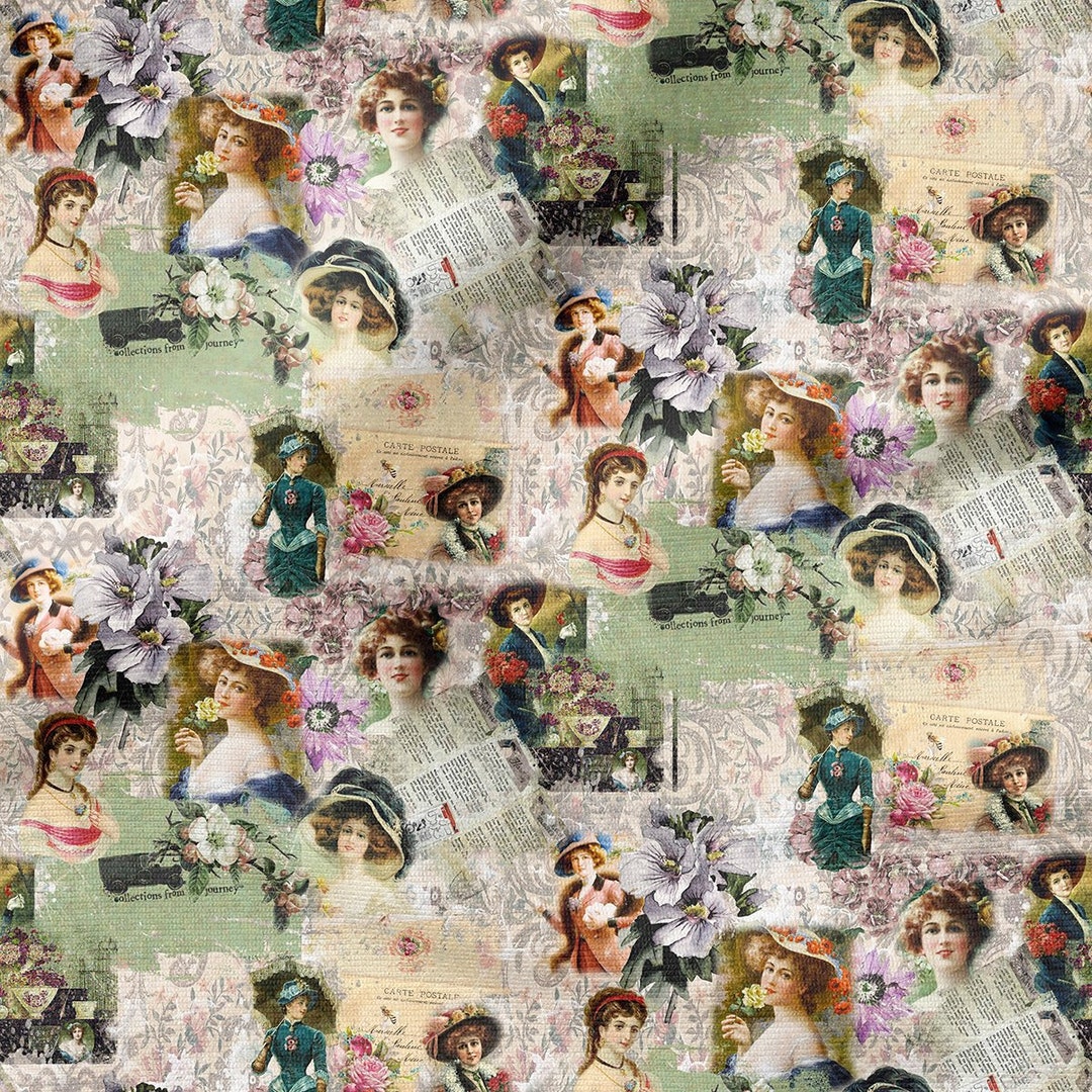 Victorian Women Upholstery Fabric, Vintage Style Fabric by the Yard ...