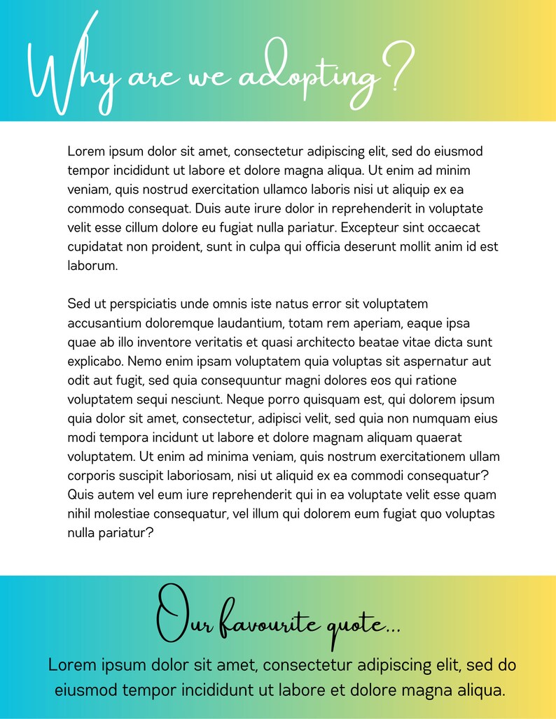 Adoption Profile Template, Modern Adoption Profile Book, Digital ...