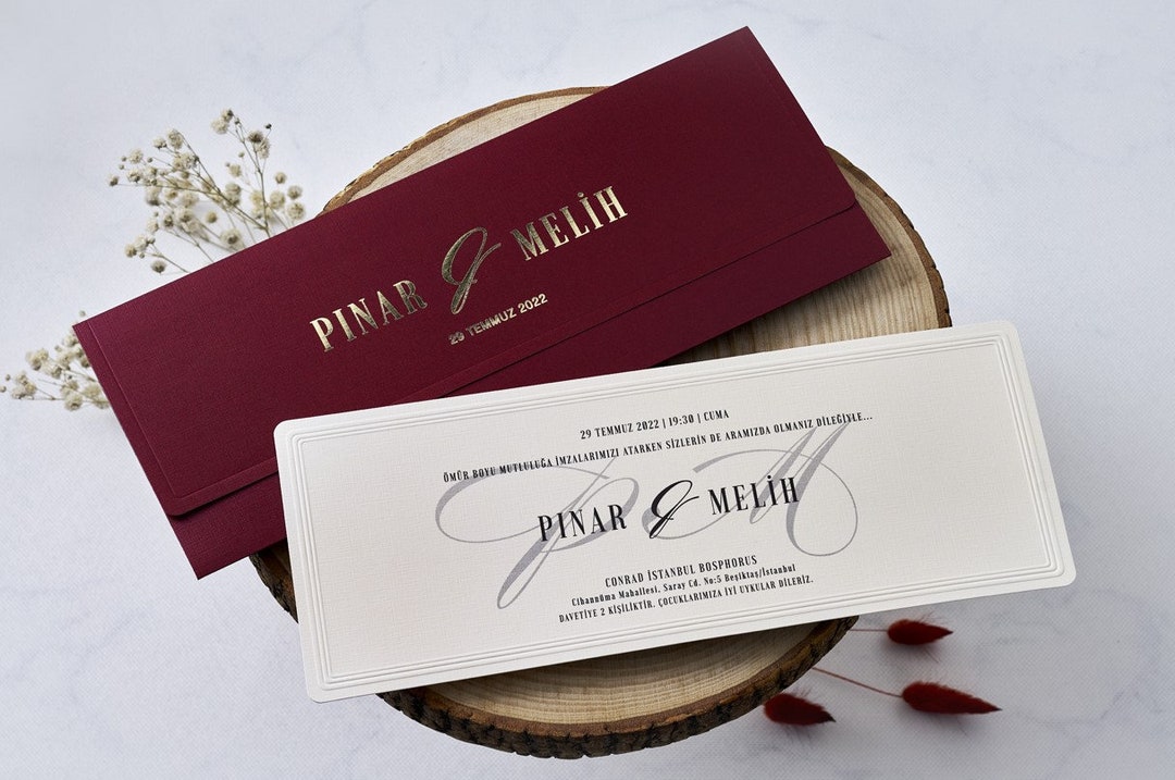 Luxury Wedding Invitation Set, Wine Color, Unique Invitation Set ...