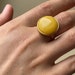 Butterscotch Amber Ring Round Chunky Ring Gold Plated Silver Large ...