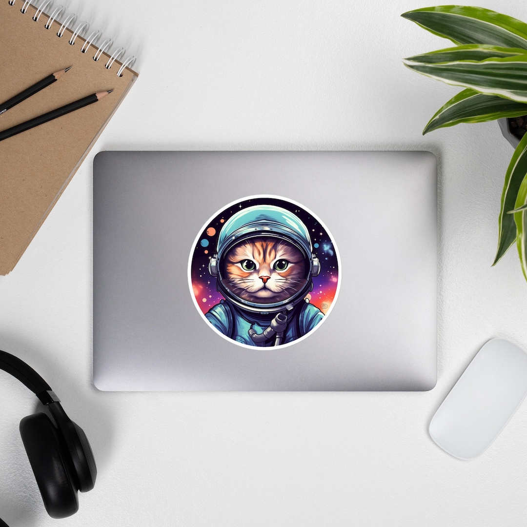 Cat Astronaut Sticker | Space Cat Vinyl Decal | Cute Galaxy Kitty ...