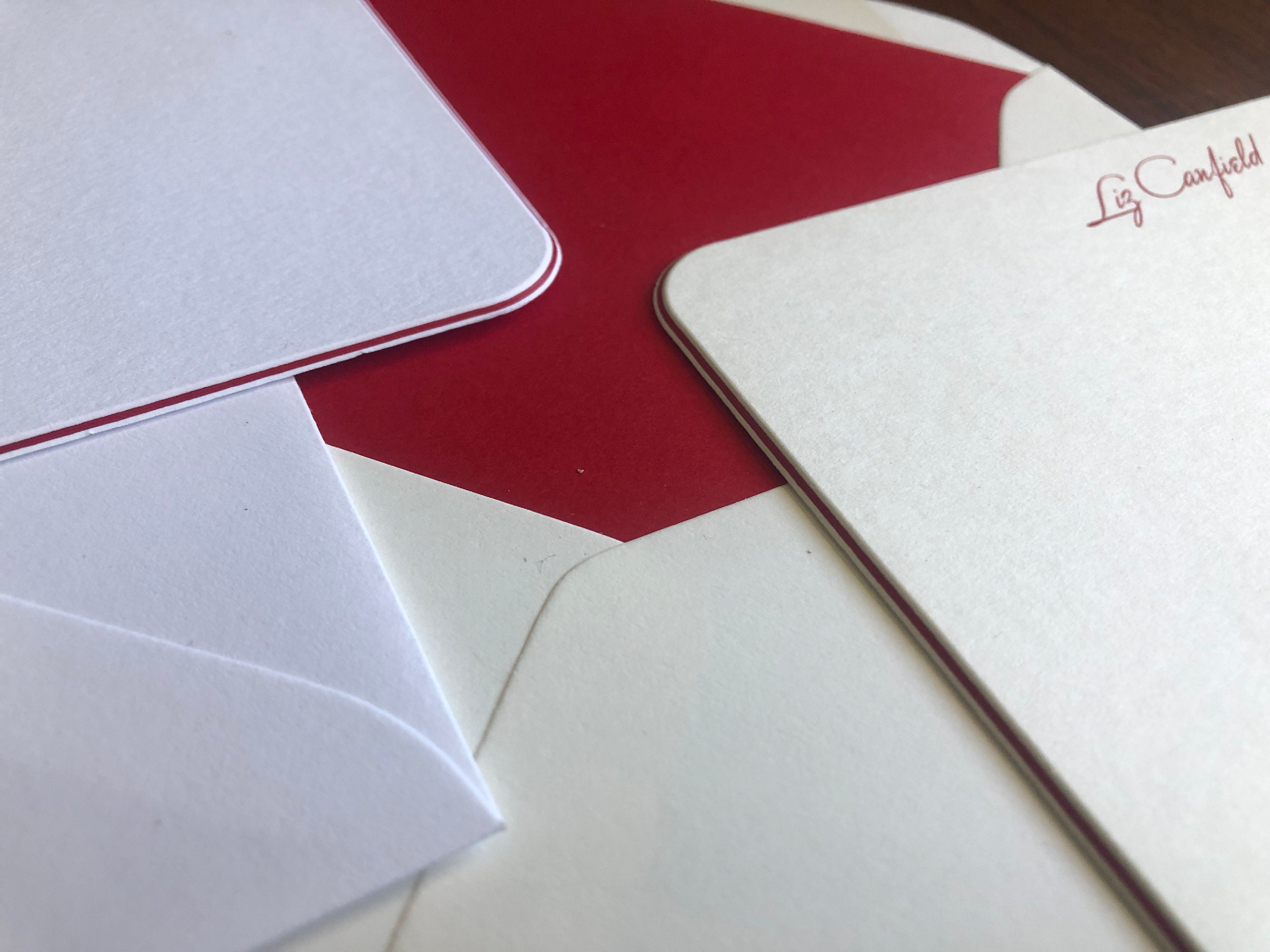 Red Layered Bevel Stationary Set | Personalized Heavy Weight Elegant ...