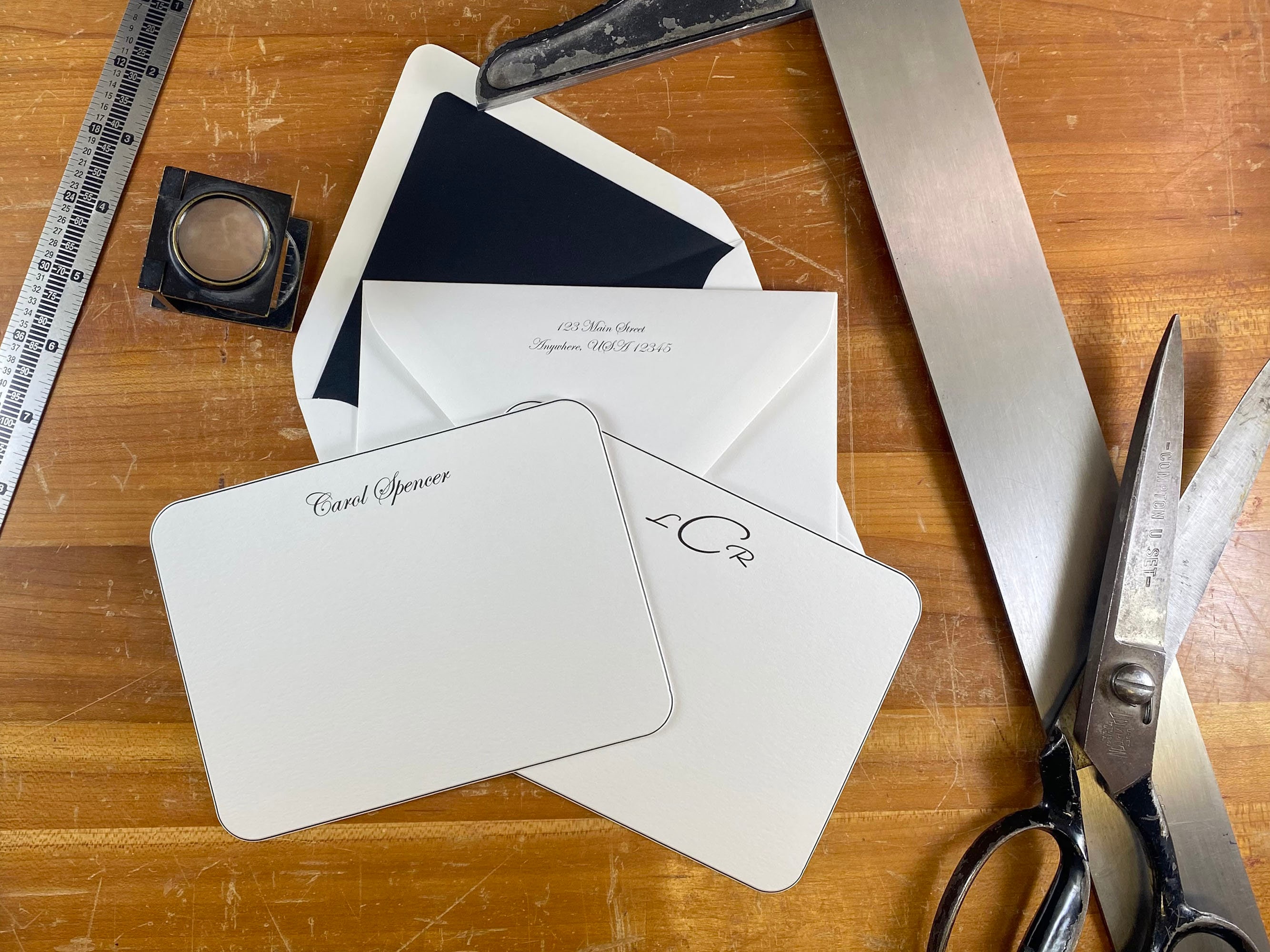 Black Layered Bevel Stationary Set | Personalized Heavy Weight Elegant ...