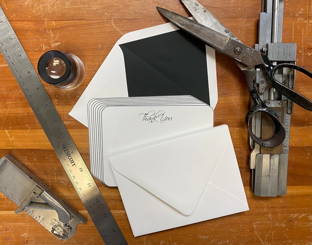 Thank You Card | Black Layered Bevel Stationary Set | Personalized ...