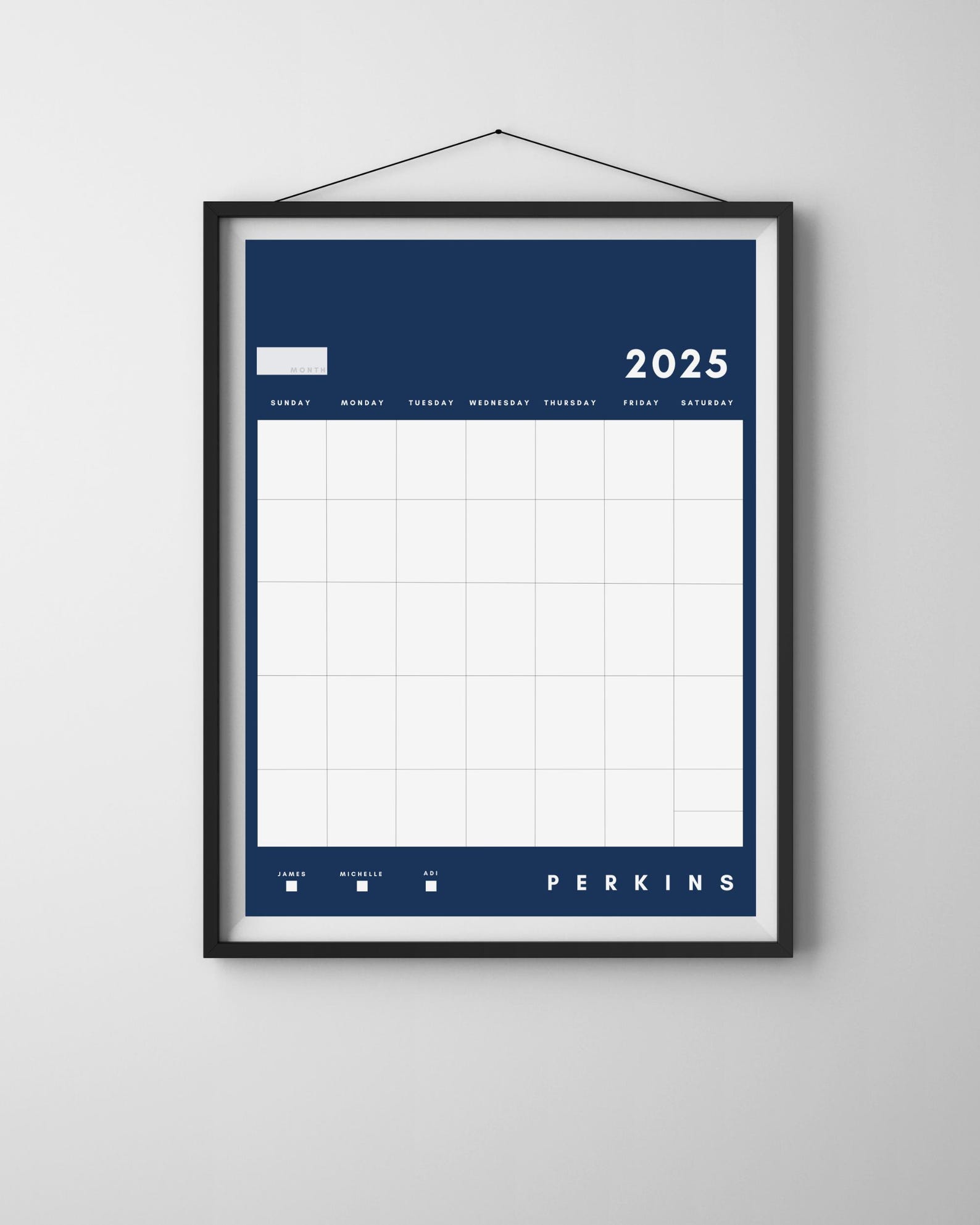 Blue Family Wall Calendar Print: Reusable, Customizable 2026 - Etsy