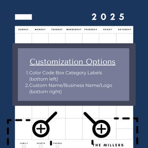 Blue Custom Reusable Undated Wall Calendar Print 2025, Handmade Eco ...