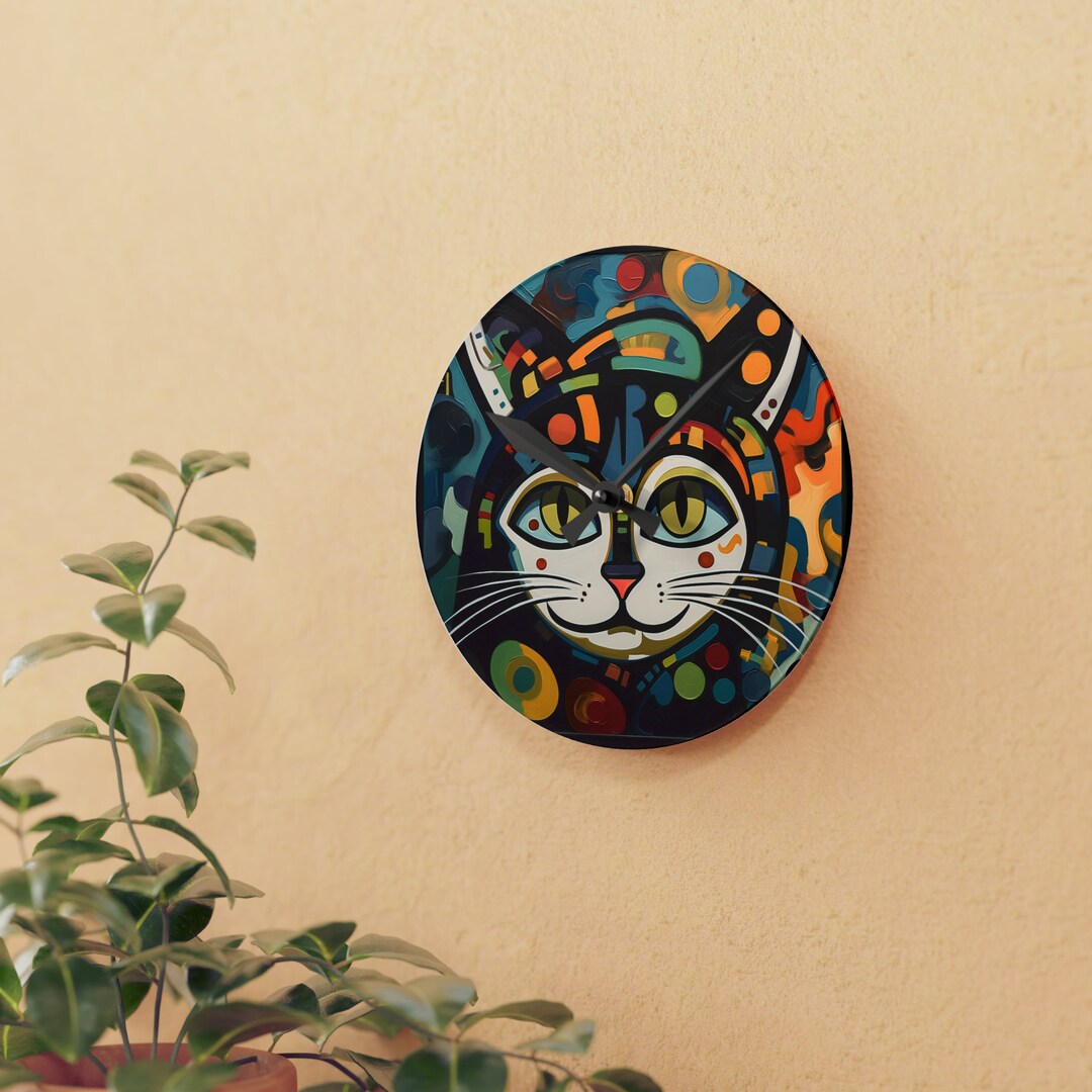 Eternal Whiskers: Cat Picasso Wall Clock - Etsy
