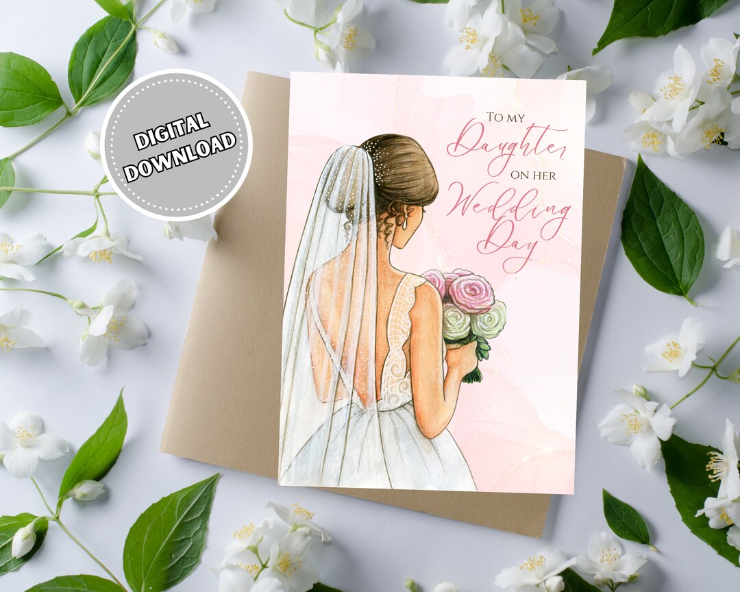 To My Daughter on Your Wedding Day Card, 5x7 Printable Blank Greeting ...