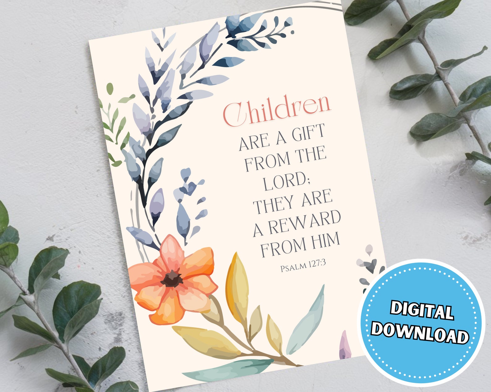 Baby Shower Card With Bible Verse, 5x7 Printable Blank Greeting Card ...