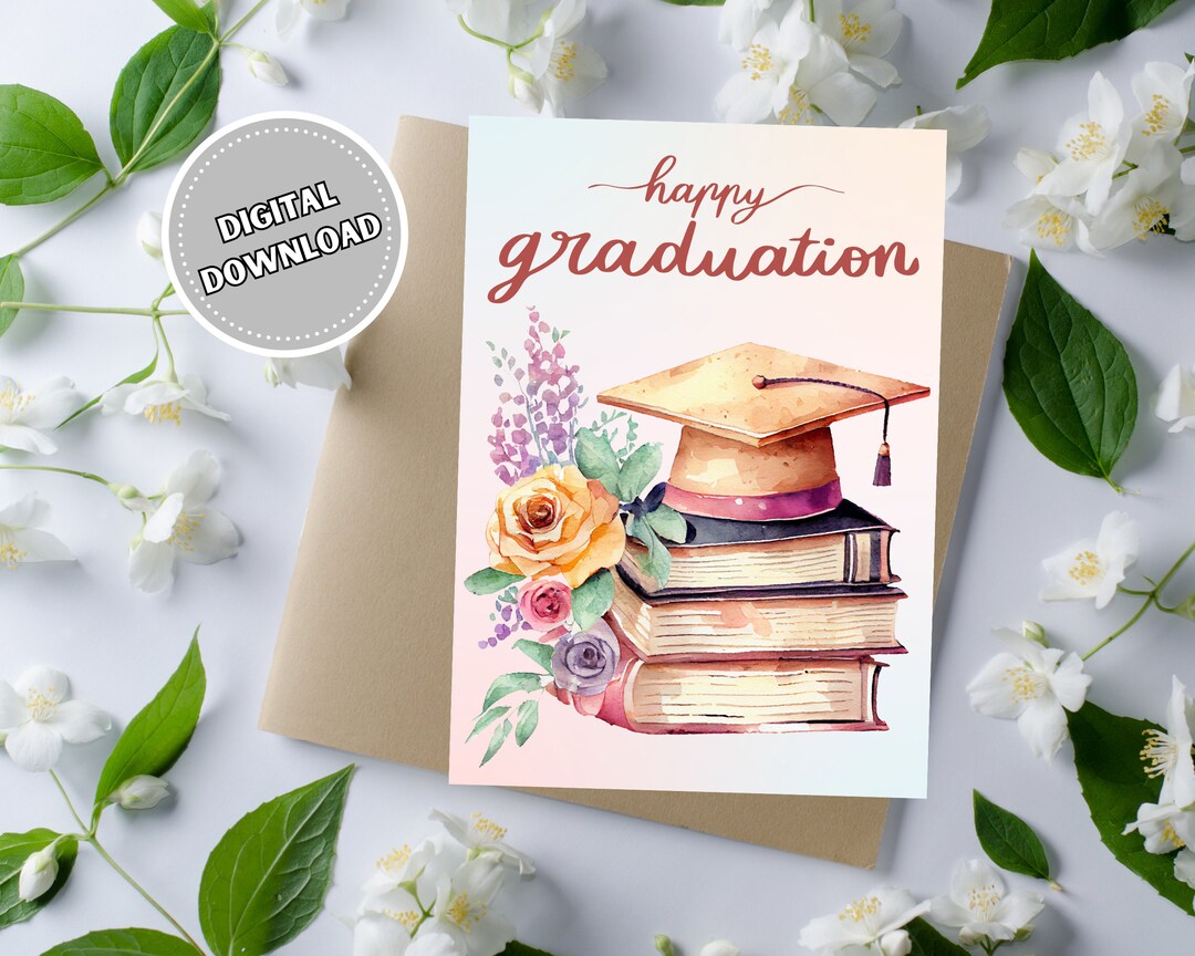 Happy Graduation Day Card, 5x7 Printable Blank Greeting Card for Class ...