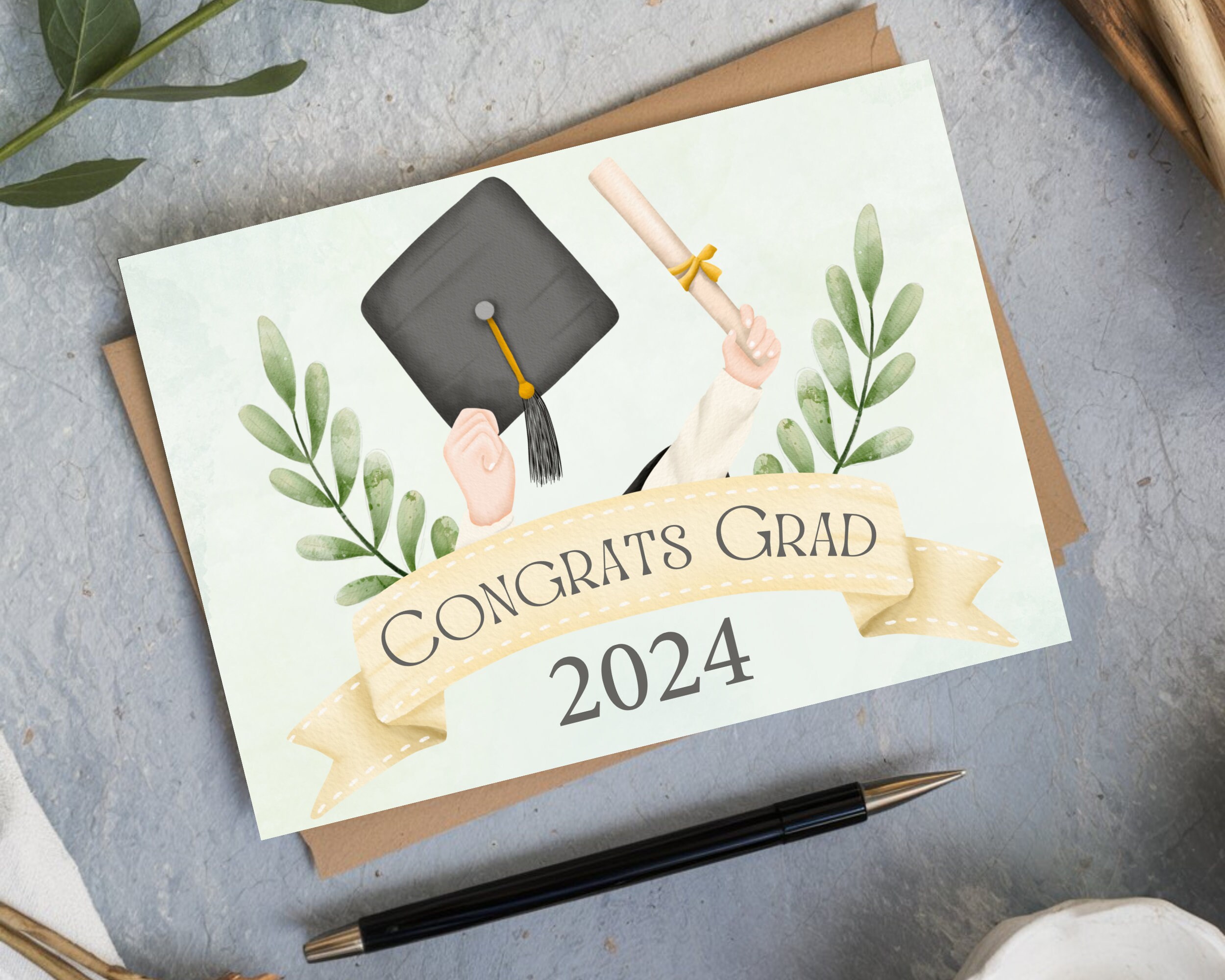 2024 Graduation Day Card, 5x7 Printable Blank Greeting Card for Class ...