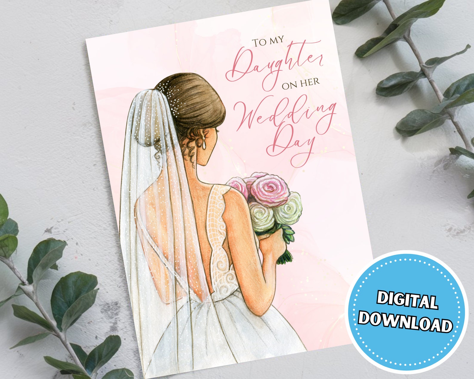 To My Daughter on Your Wedding Day Card, 5x7 Printable Blank Greeting ...