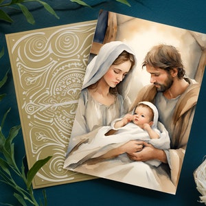 Nativity Christmas Greeting Card, 5x7 Printable Blank Card for Holidays ...