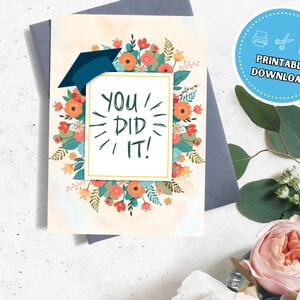 You Did It Graduation Card, 5x7 Printable Blank Greeting Card With ...