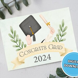 2024 Graduation Day Card, 5x7 Printable Blank Greeting Card for Class ...