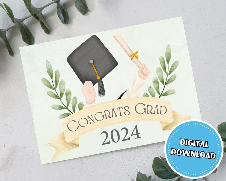 2024 Graduation Day Card, 5x7 Printable Blank Greeting Card for Class ...