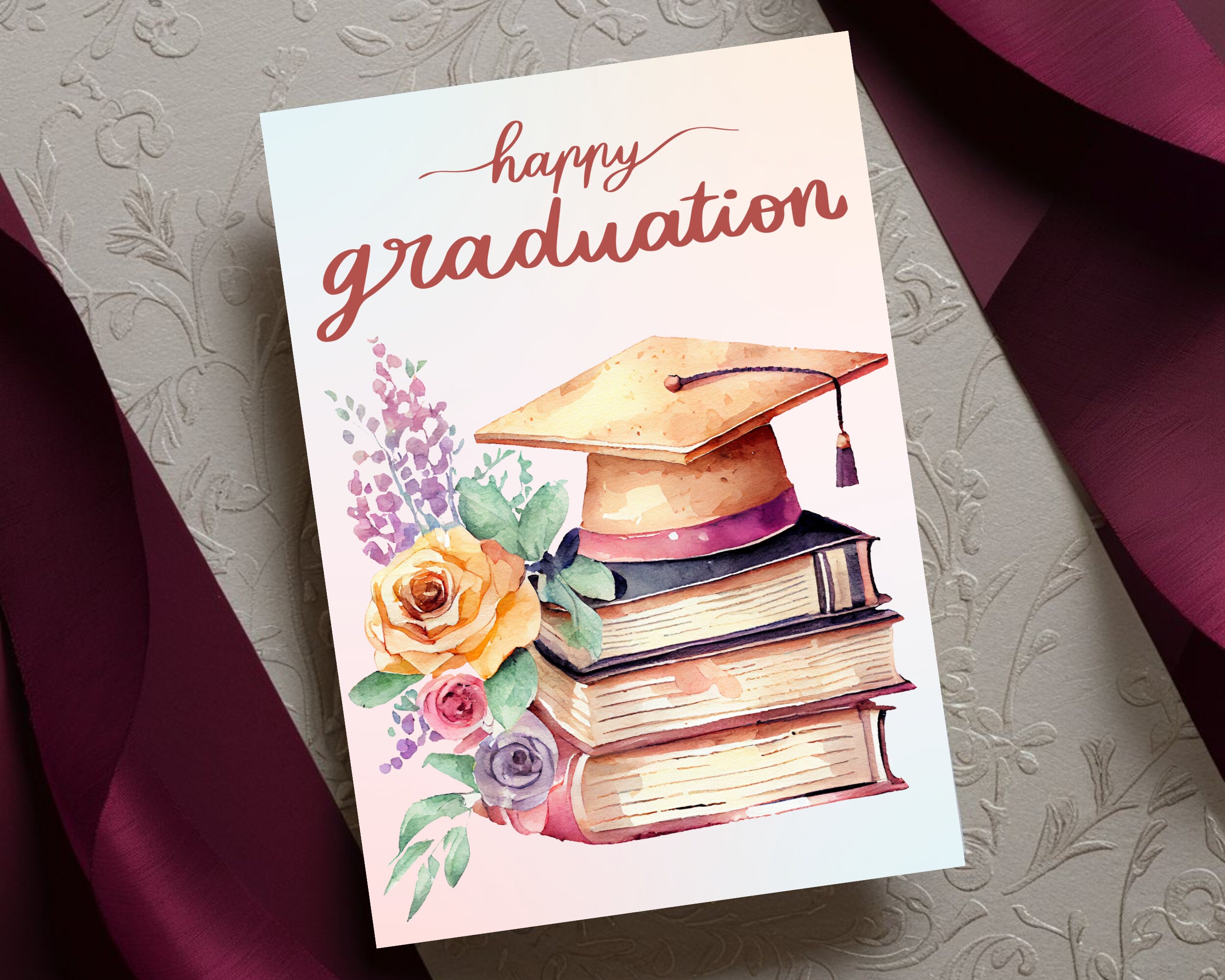 Happy Graduation Day Card, 5x7 Printable Blank Greeting Card for Class ...