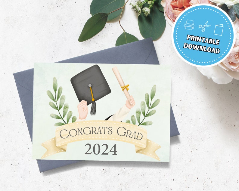 2024 Graduation Day Card, 5x7 Printable Blank Greeting Card for Class ...