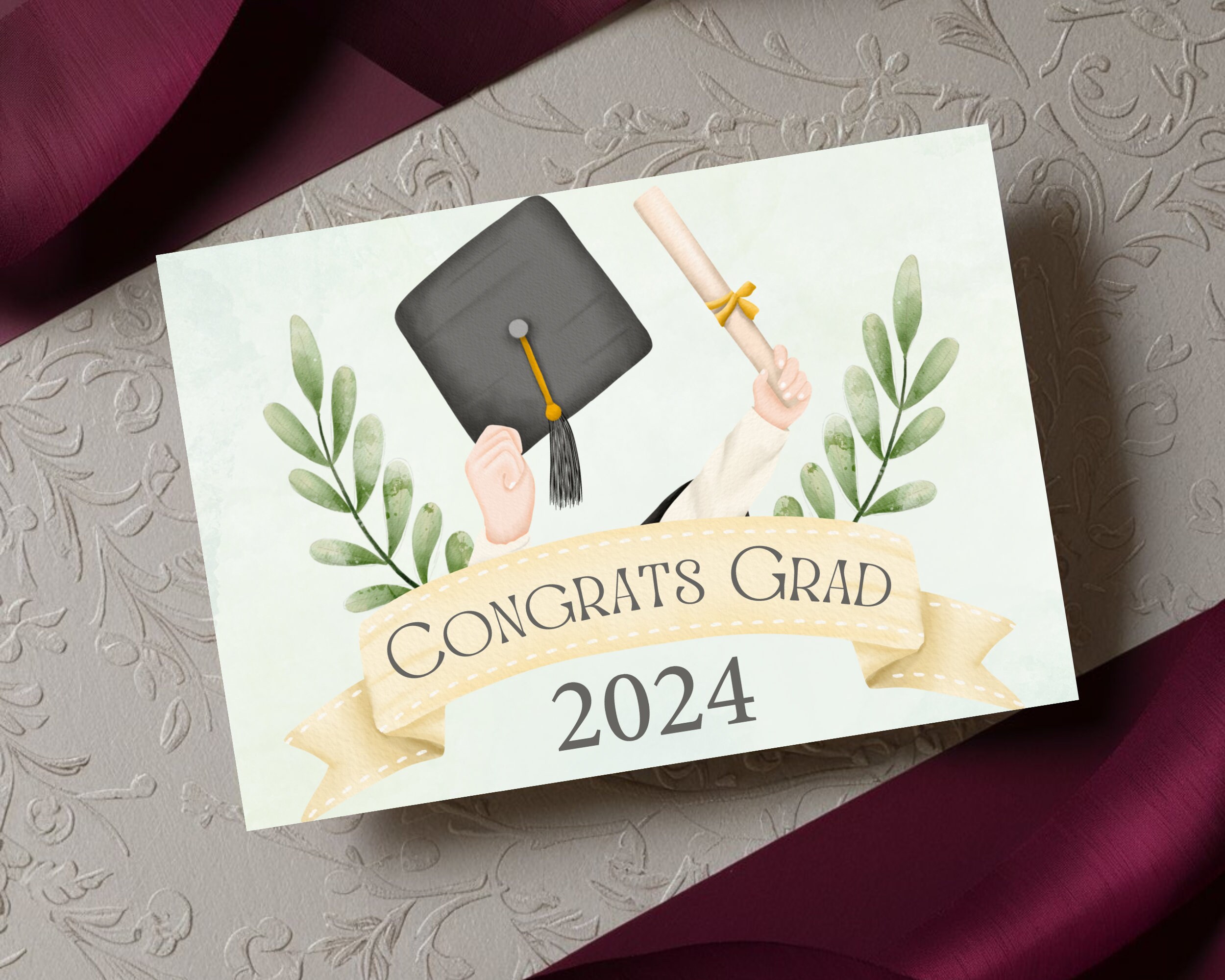 2024 Graduation Day Card, 5x7 Printable Blank Greeting Card for Class ...