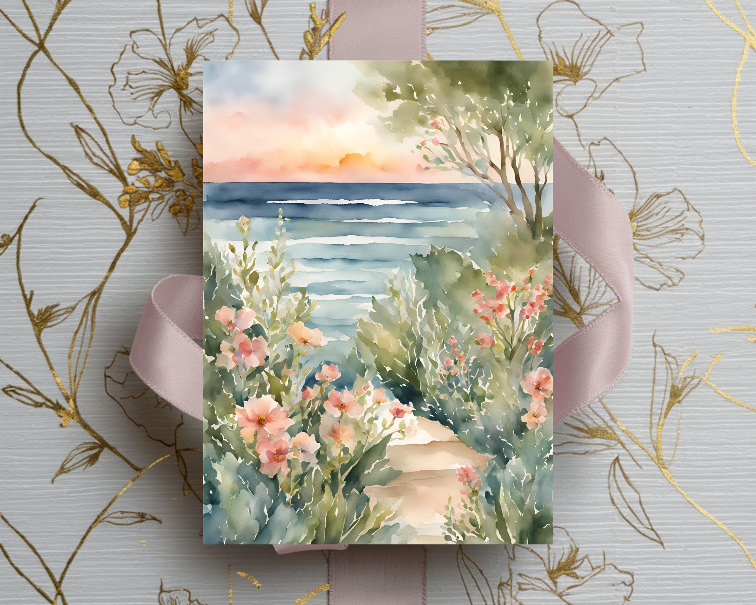 Coastal Beach Card for Any Occasion, 5x7 Printable Blank Greeting Card ...