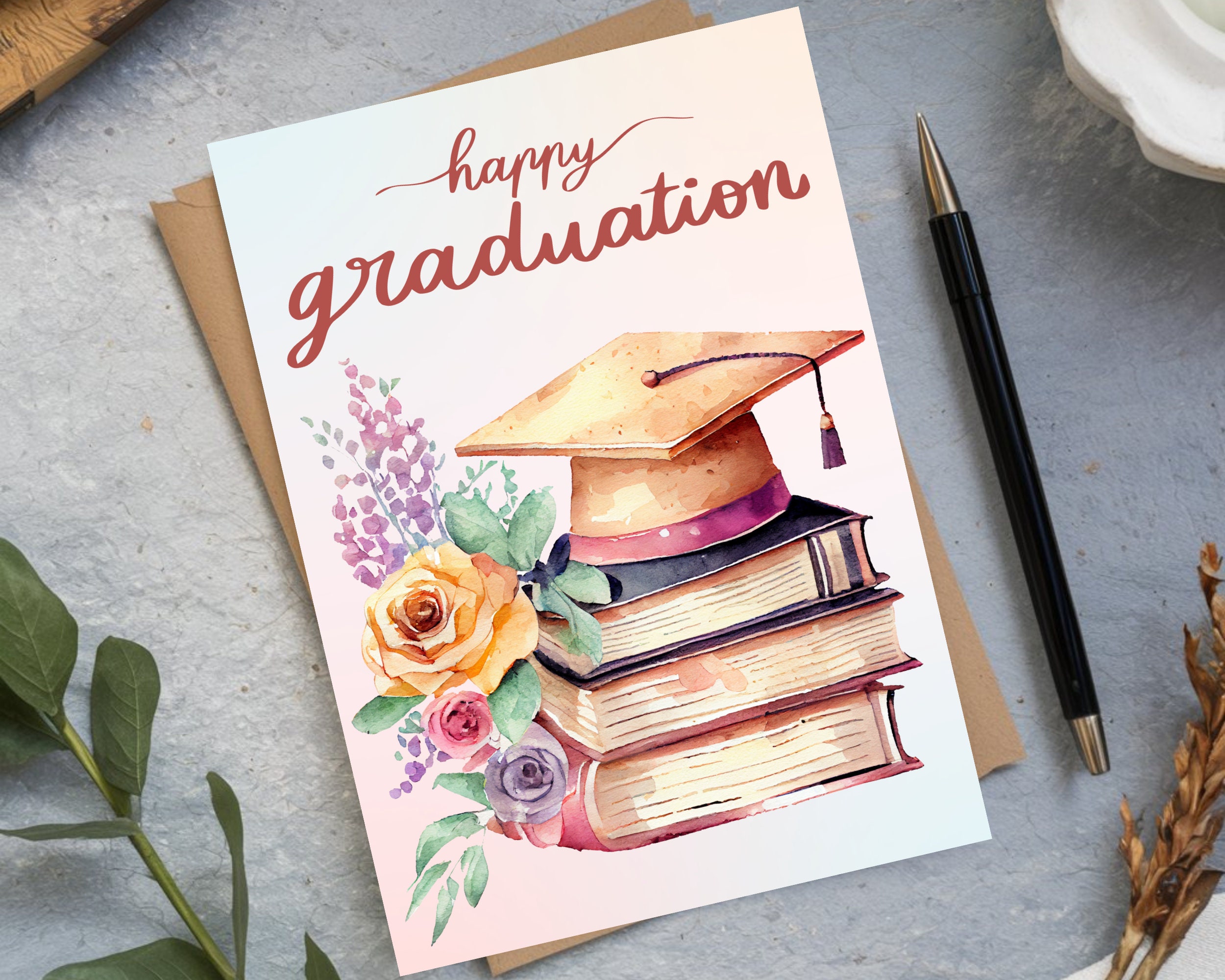 Happy Graduation Day Card, 5x7 Printable Blank Greeting Card for Class ...