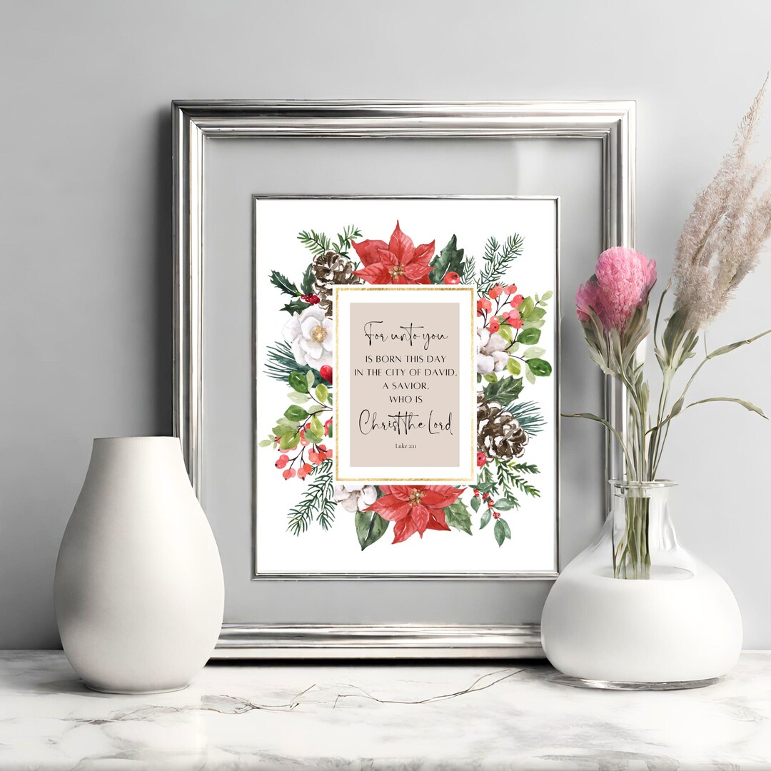 Luke 2:11 Christmas Bible Verse Printable Wall Art, Holiday Scripture ...