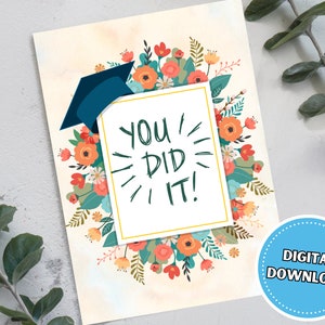 You Did It Graduation Card, 5x7 Printable Blank Greeting Card With ...
