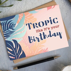 Tropical Happy Birthday Card, 5x7 Printable Blank Greeting Card, Tropic ...