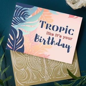 Tropical Happy Birthday Card, 5x7 Printable Blank Greeting Card, Tropic ...