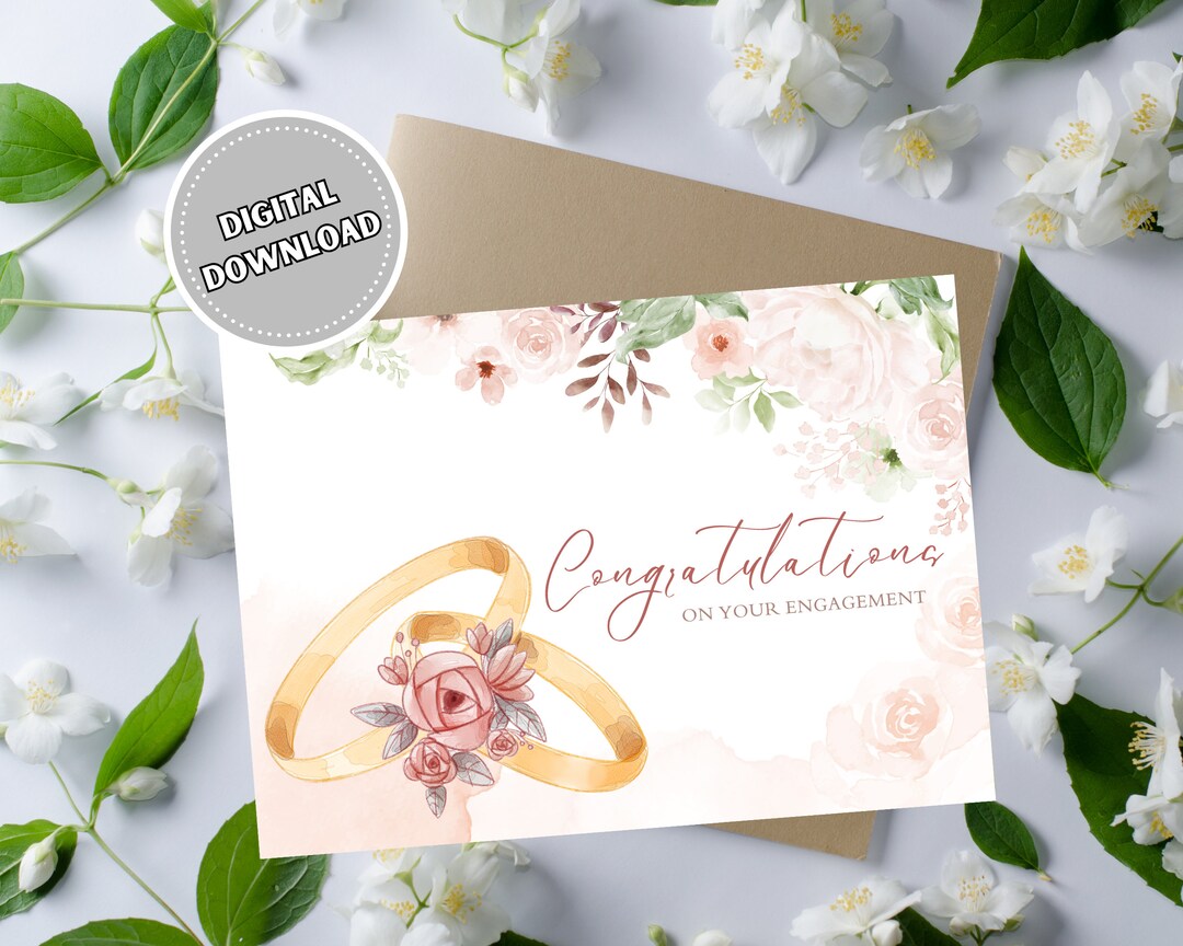 Congratulations on Your Engagement Card, 5x7 Printable Blank Greeting ...